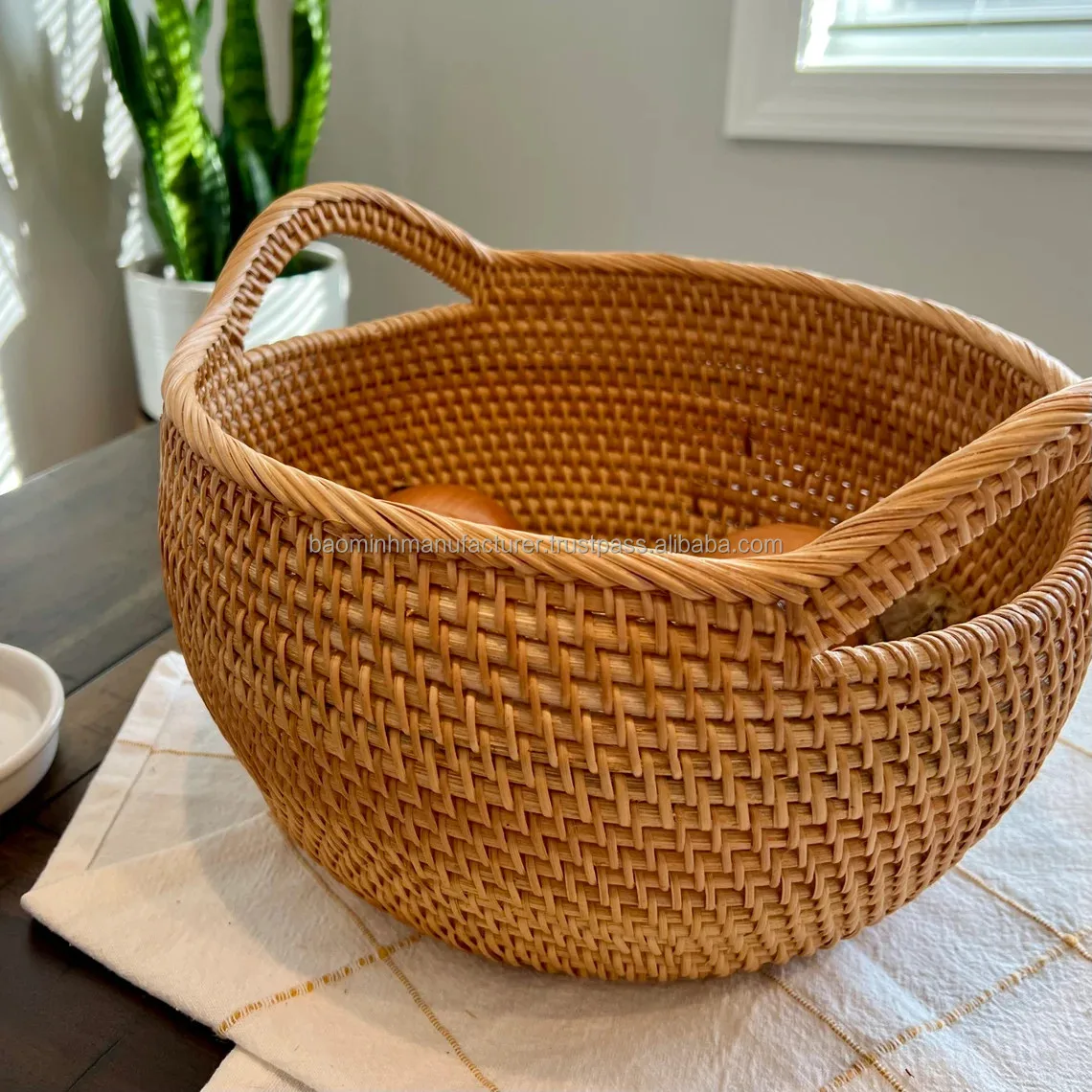 High Quality Rattan Woven Food Storage Basket With Handle Hammock ...