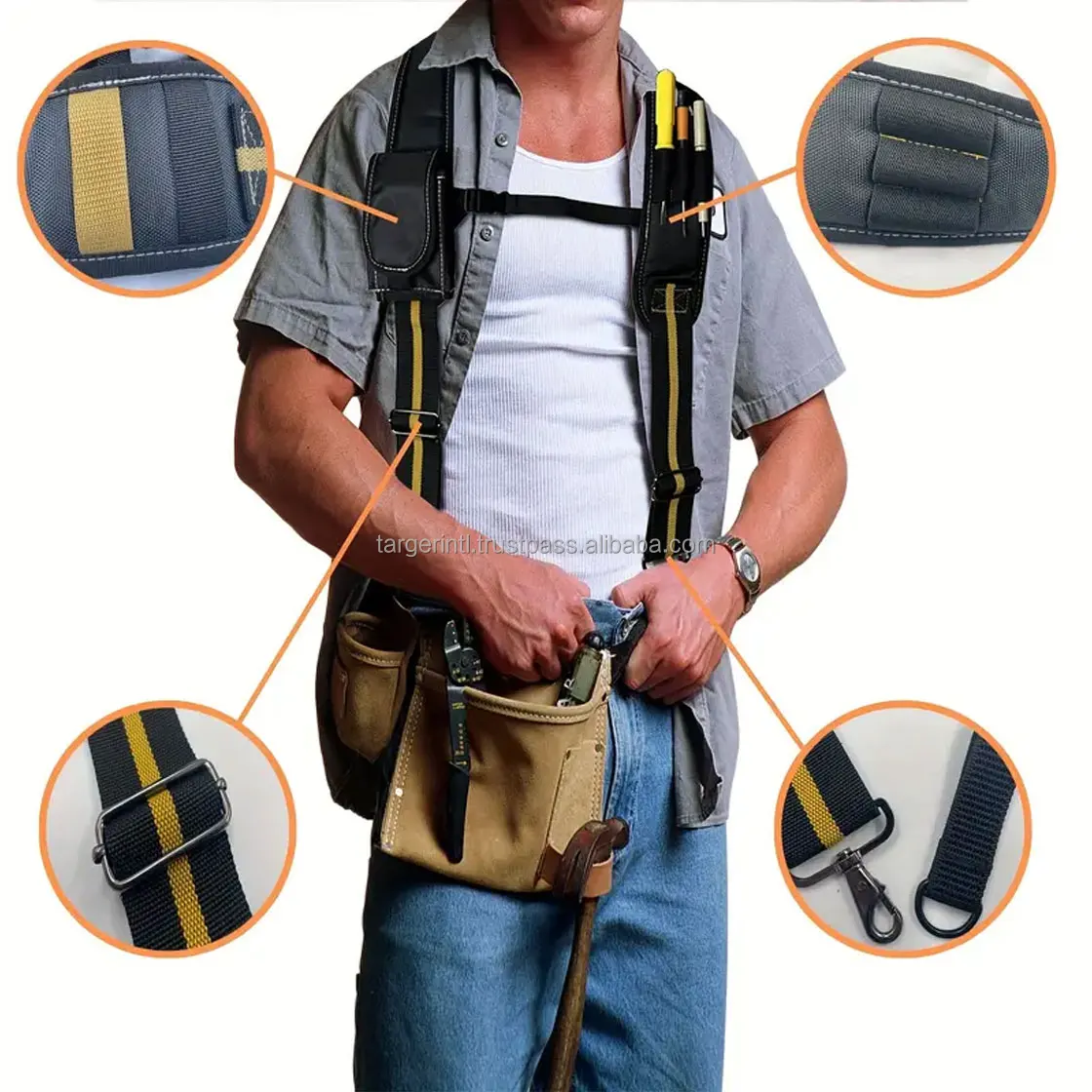 Heavy Duty 18 Pocket Tool Belt with Strap Tool Bag Construction Framers ...
