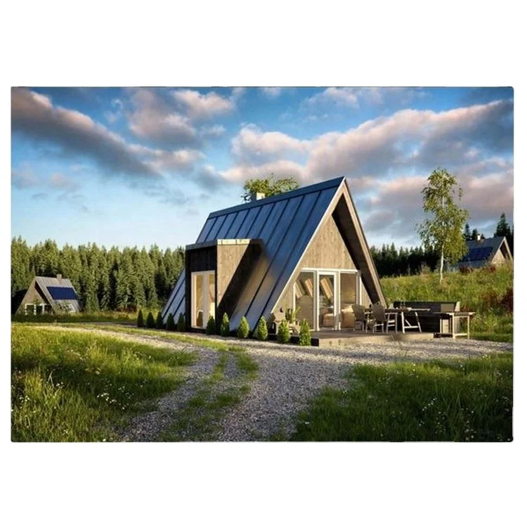 Luxury Glamping Steel structure Small Wood Triangle Modular Prefab Tiny ...