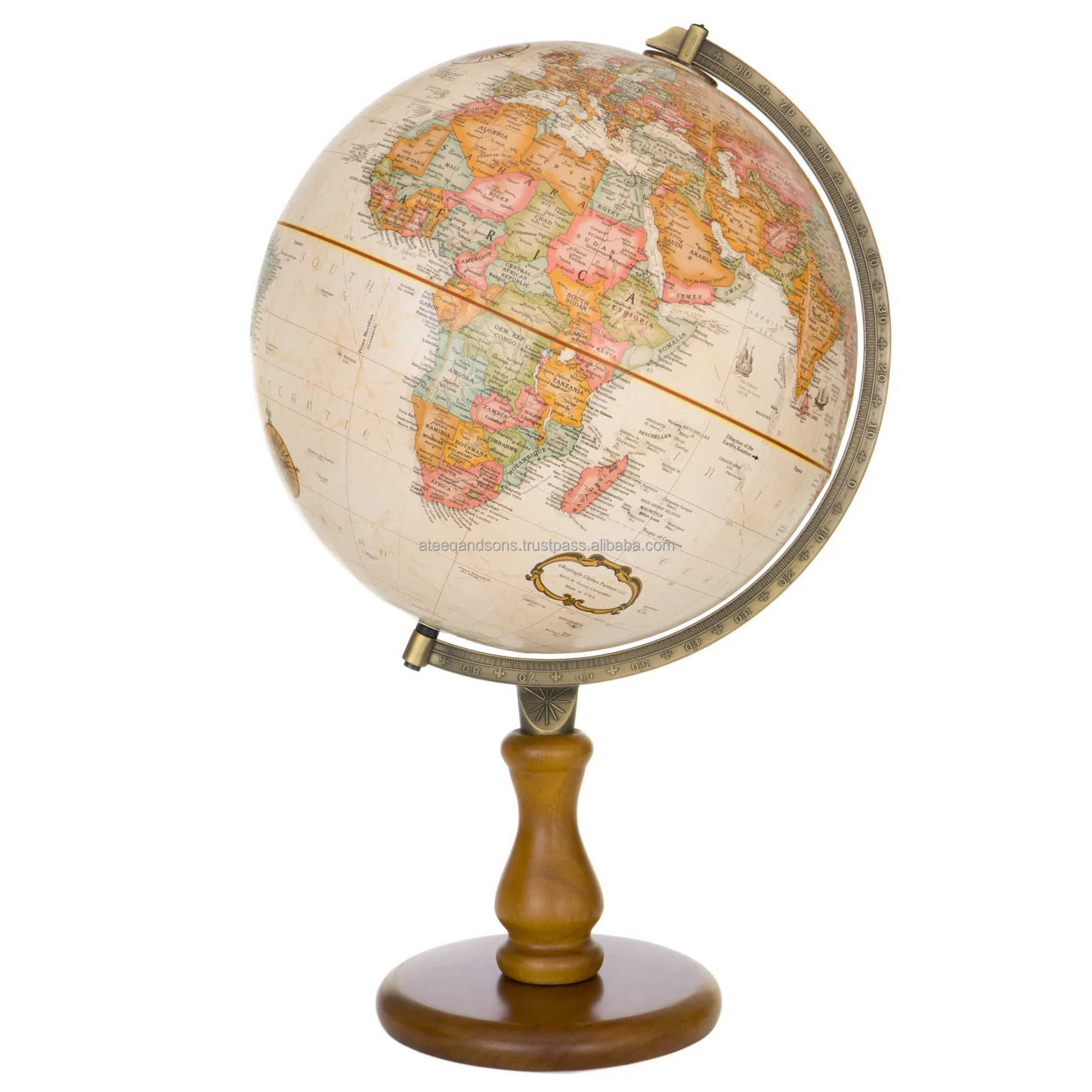 Best World Map Globe With Wood Stand Design Vintage Theme Decor Globe ...