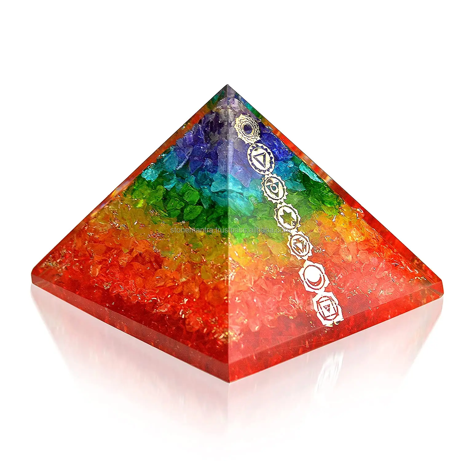 Orgone Pyramid With Triple Healing Crystals Citrine Tiger Eye & Green ...