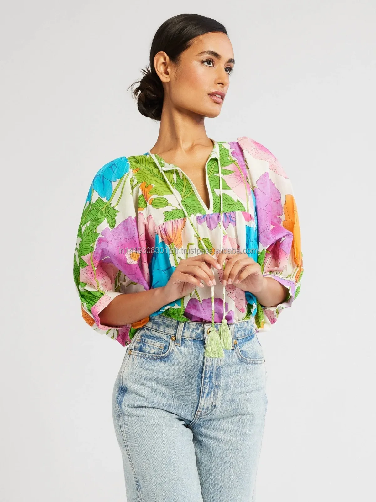 Custom Digital Print For Girls Beautiful Floral Print Design Round ...