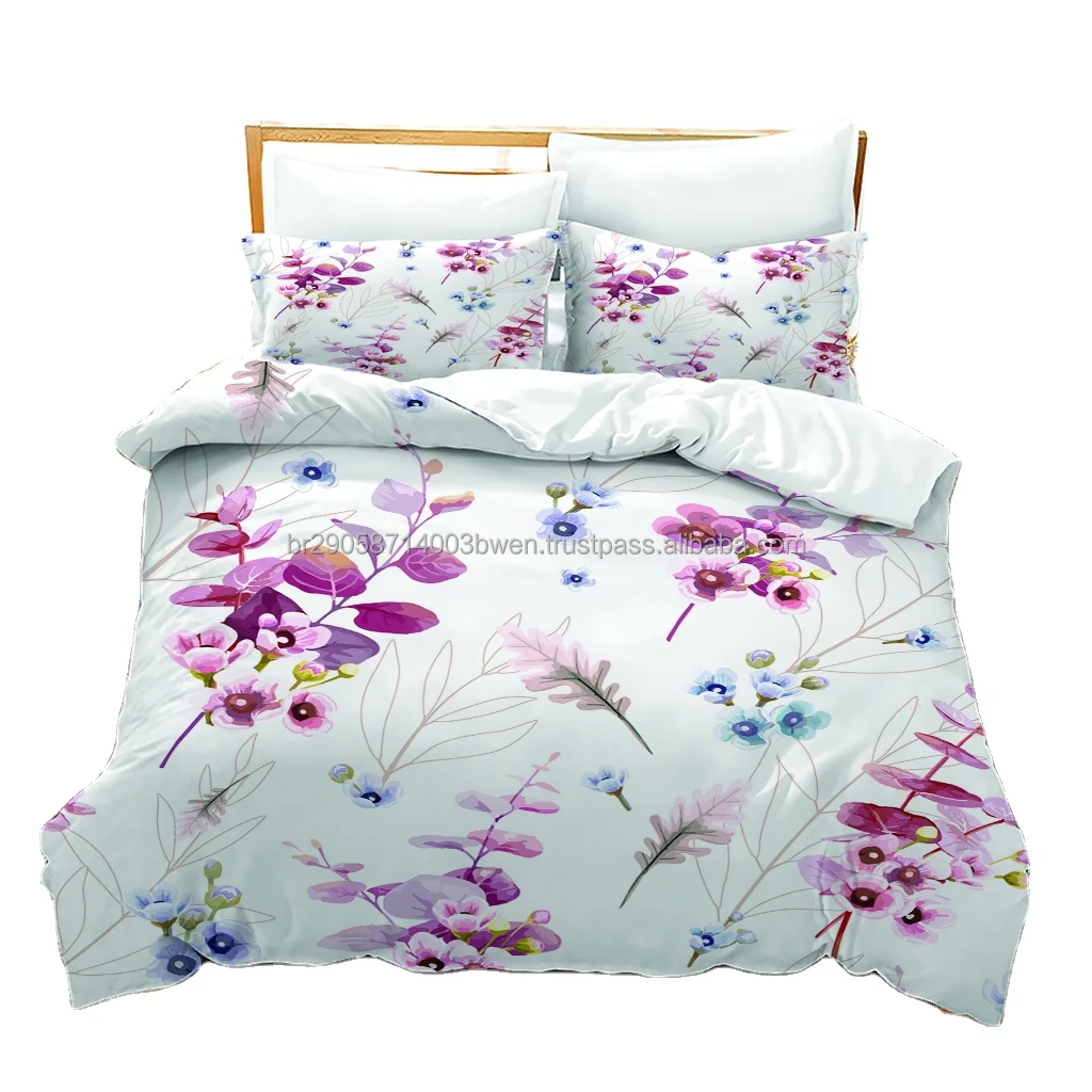 Luxury Double Bed Warm King Comforter Set Custom Printed Plant Pattern ...