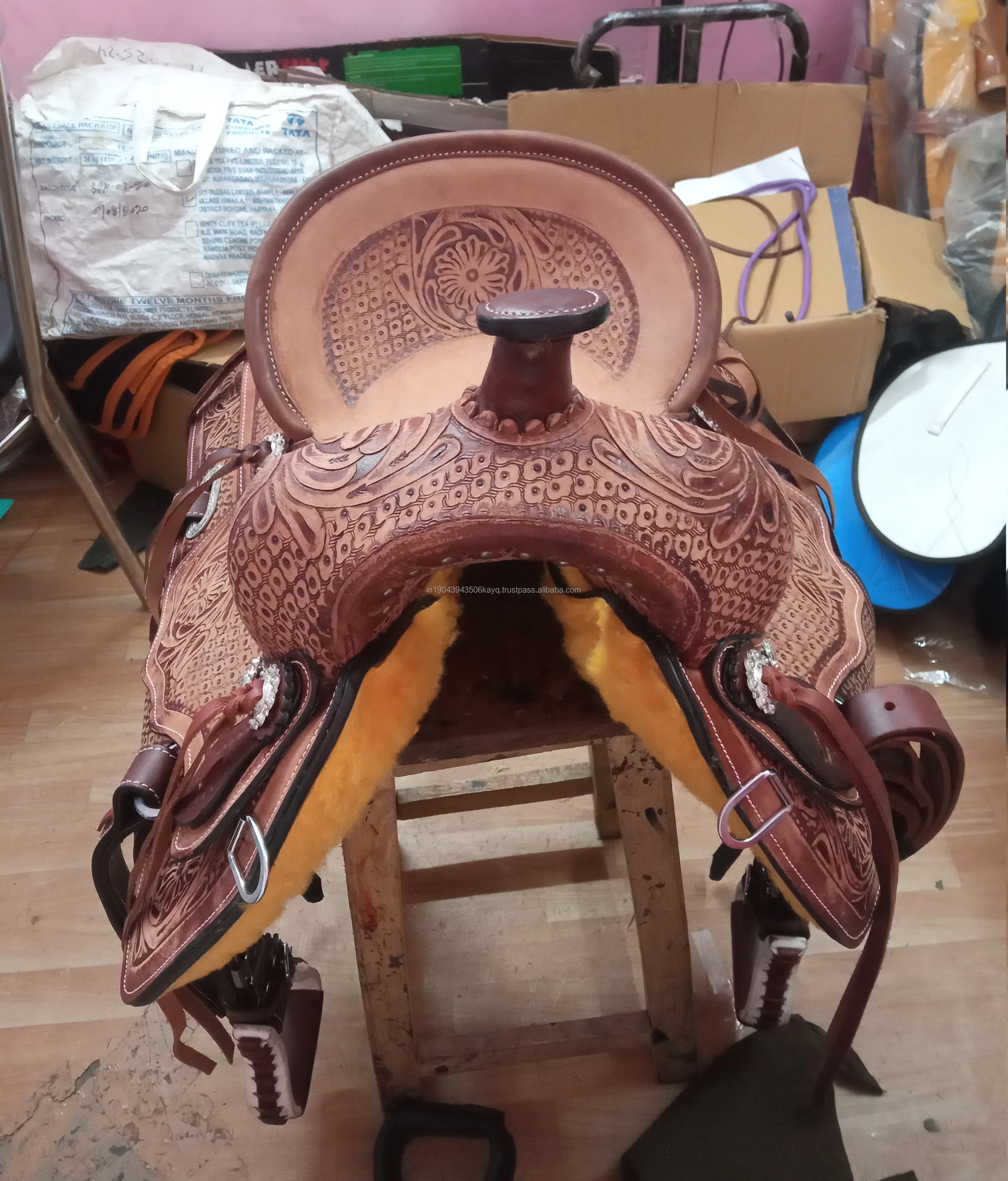 Genuine Leather Wade Saddle Roper Ranch Racing Saddle Leather ...
