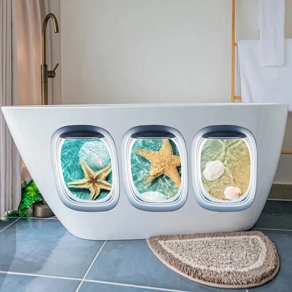 Cartoon Wall Decals Underwater World Star Sky Bathtub Pvc Sticker ...