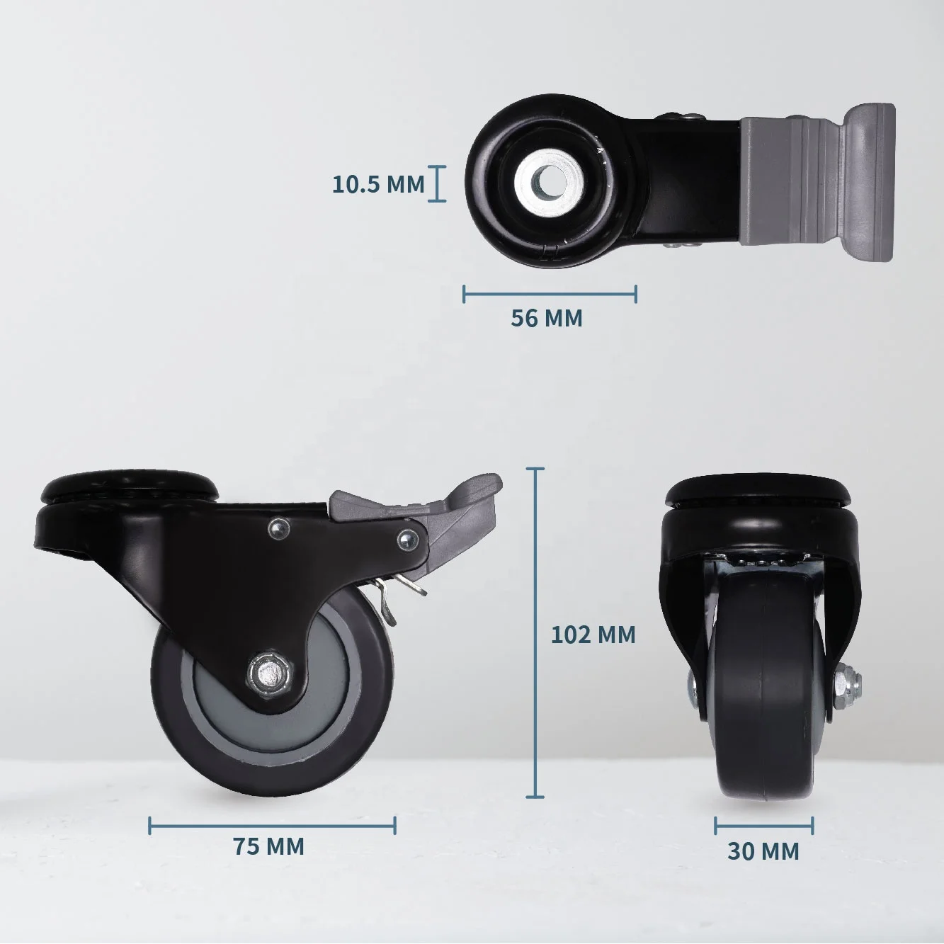 3 Inch Electro Coating Hollow Kingpin Tpr Wheels Caster - Buy 3 Inch ...