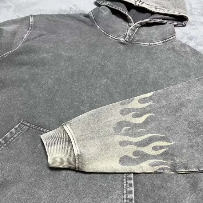 Vintage Washing Stone Wash Hoodie Heavyweight Cropped Hoodie Raw Cut ...