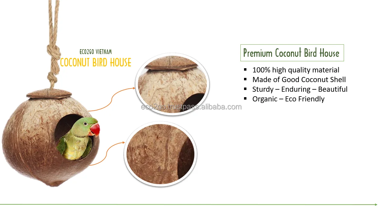 Natural Coconut Bird House/ Coconut Shell Bird Nest / Coconut Bird Cage ...