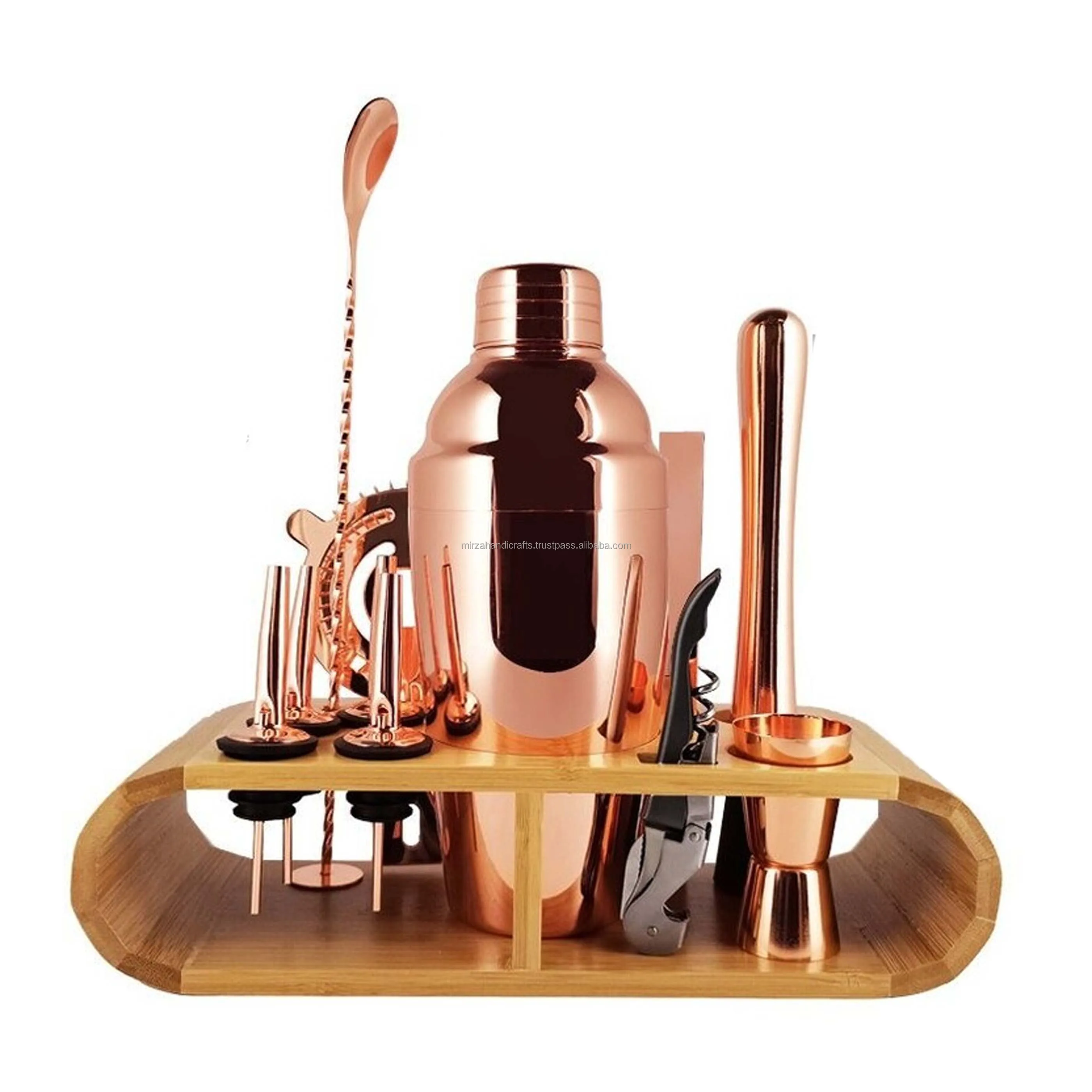 Latest Design Copper Finished Bar Ware Tools Wooden Stand Bag Travel ...