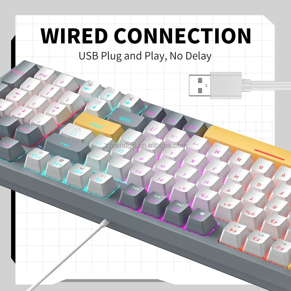 25-key Punchless Wired Mechanical Keyboard 98 Keys Red Switch Teclado ...