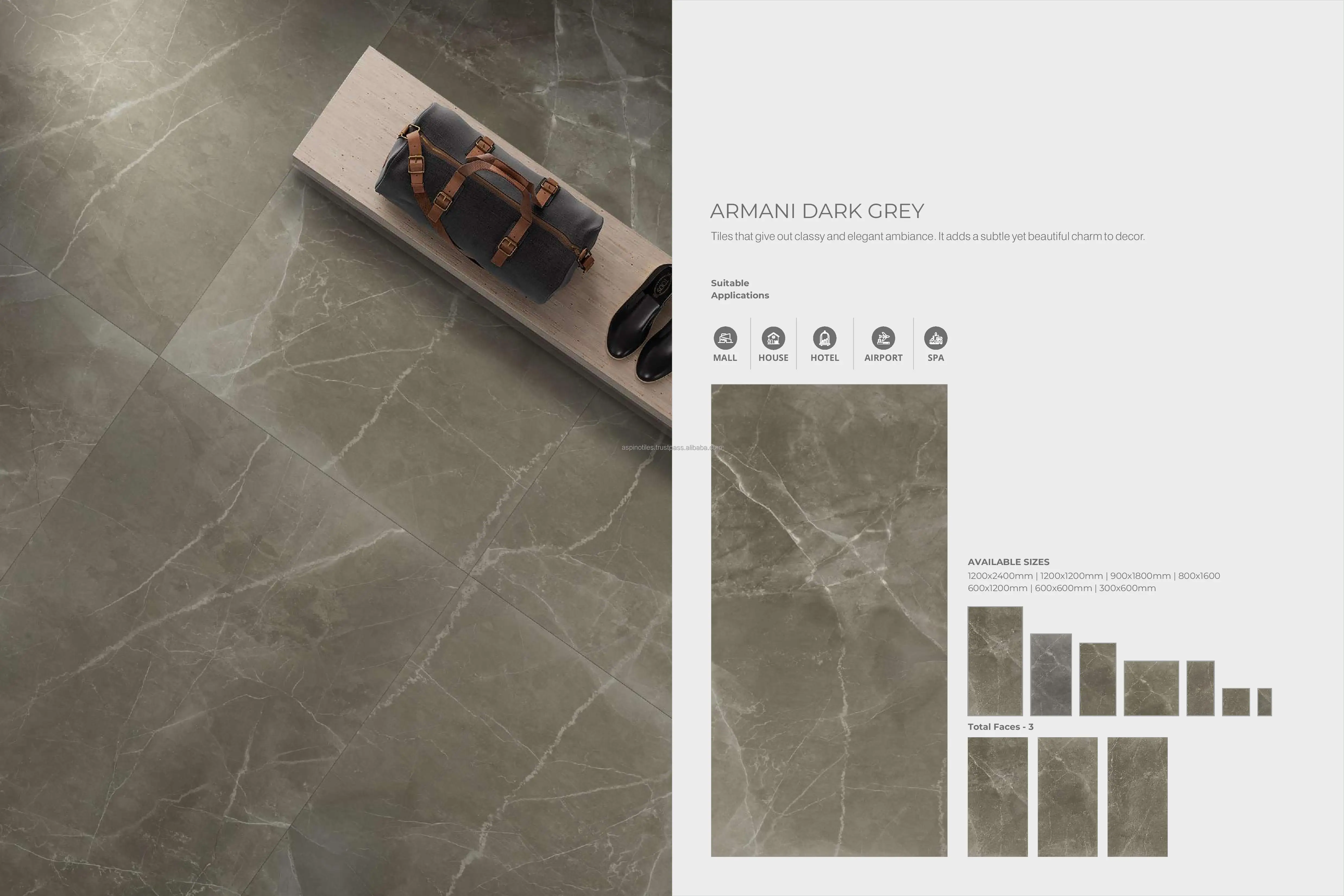 48x96 Large Size Tiles for Floor - Porcelain with Marble Texture