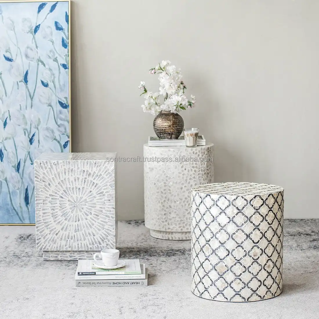 Mother of Pearl Stool - MOP Stool - Mother of Pearl Furniture - Home ...