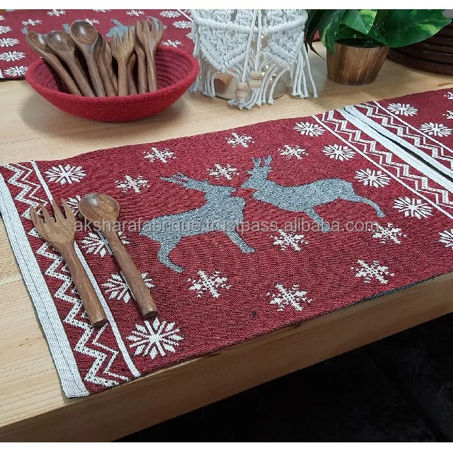 Modern Blue Beige Flannel Luxurious Double Border Table Mat Non-Slip ...