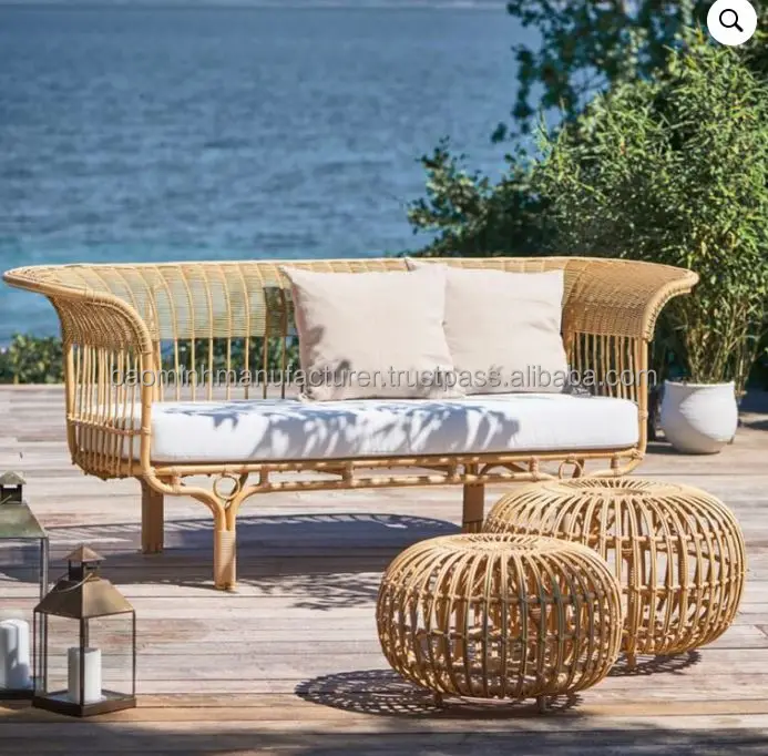 French Style Luxury Natural Rattan/wicker Sofa Set For Living Room ...