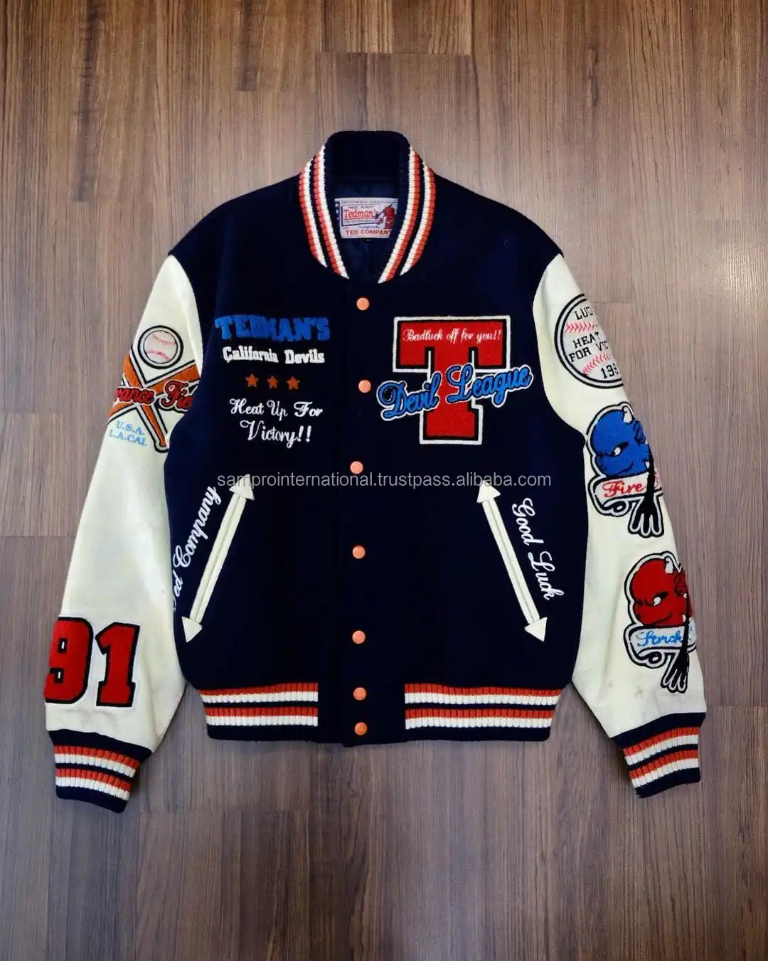 Custom Street Wear Logo Blank Baseball Jacket Truckers Letterman Base ...