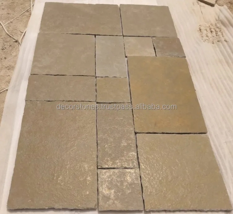 Indian Tandur Yellow Limestone Paving Slabs Tiles French Pattern ...