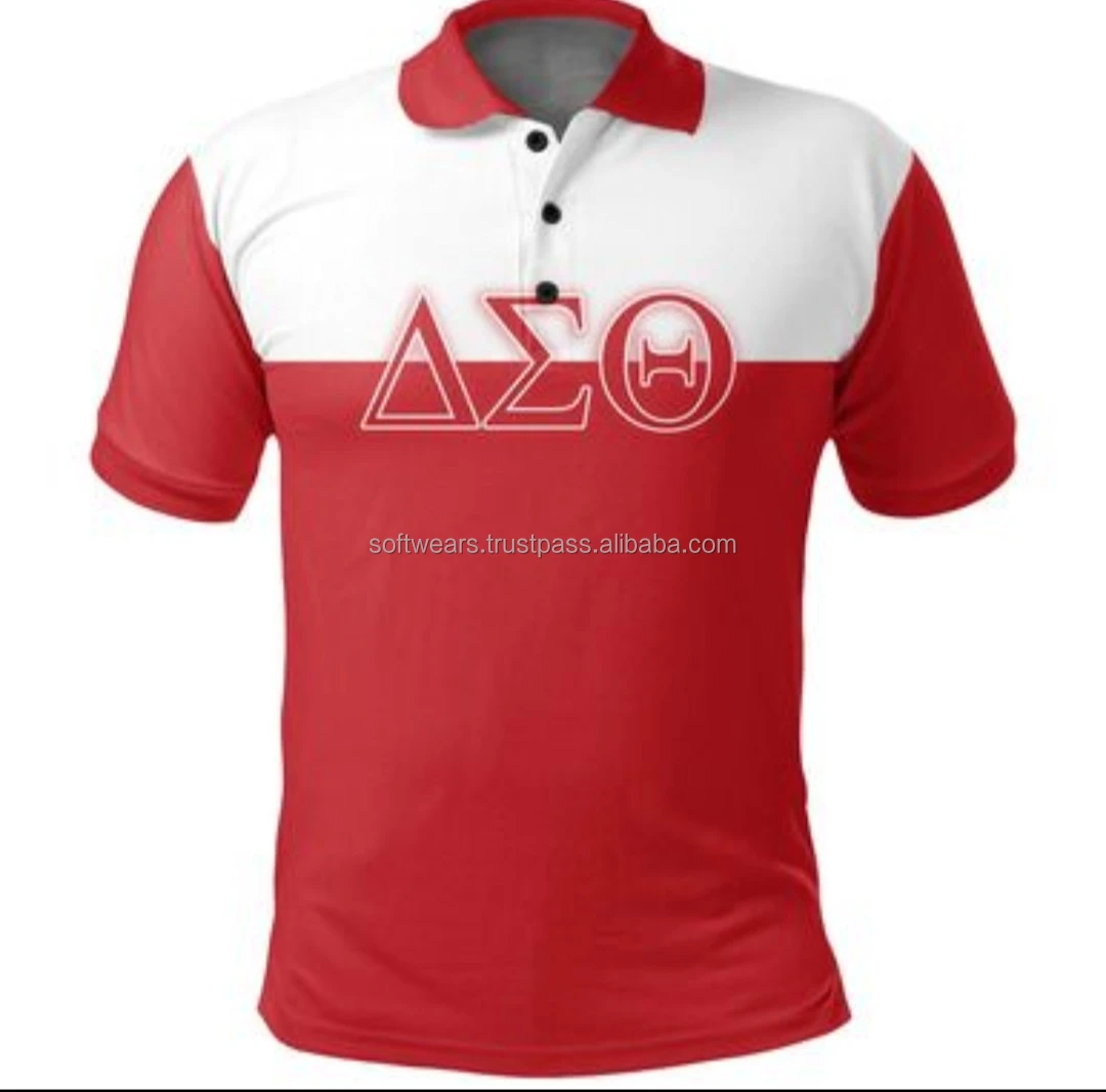Delta Sorority Two Tone Cotton Button Up Polo Shirt - Buy Delta ...