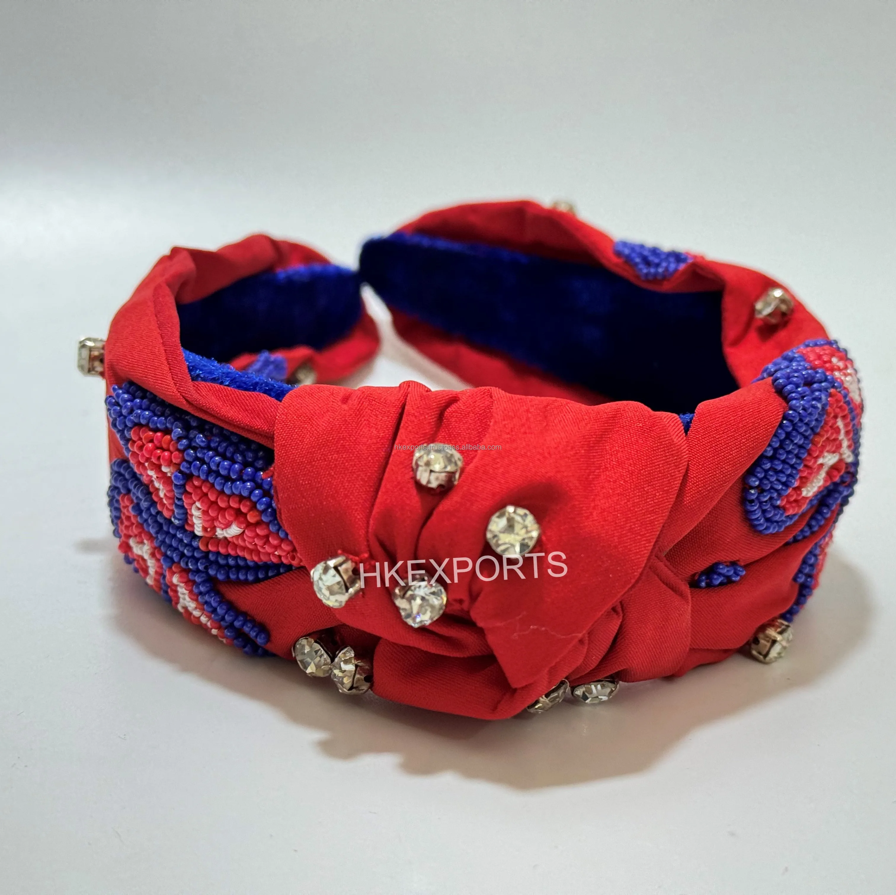 Handmade Maroon And Blue Butterfly Beaded Headband - Artisan Crafted ...