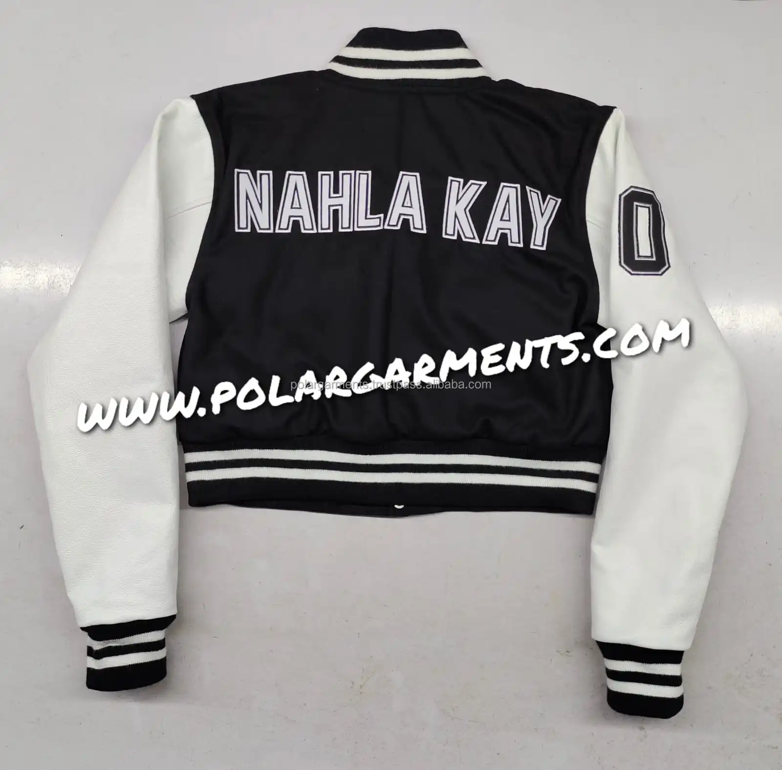 Wholesale Women Crop Varsity Jacket Genuine Leather Sleeve And Wool ...