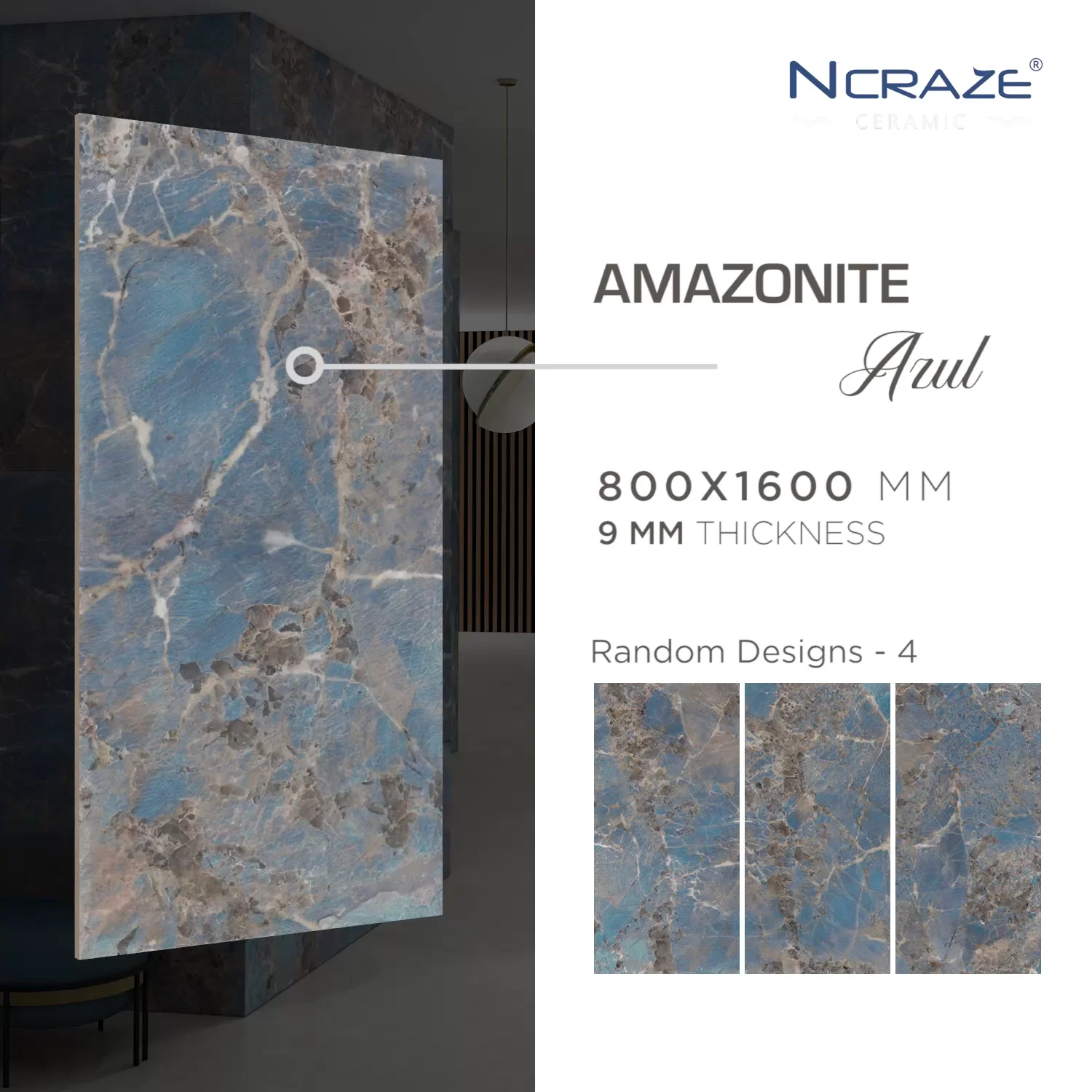 New Elegant Amazonite Azul In 800x1600mm Polished Porcelain Slab Tiles ...