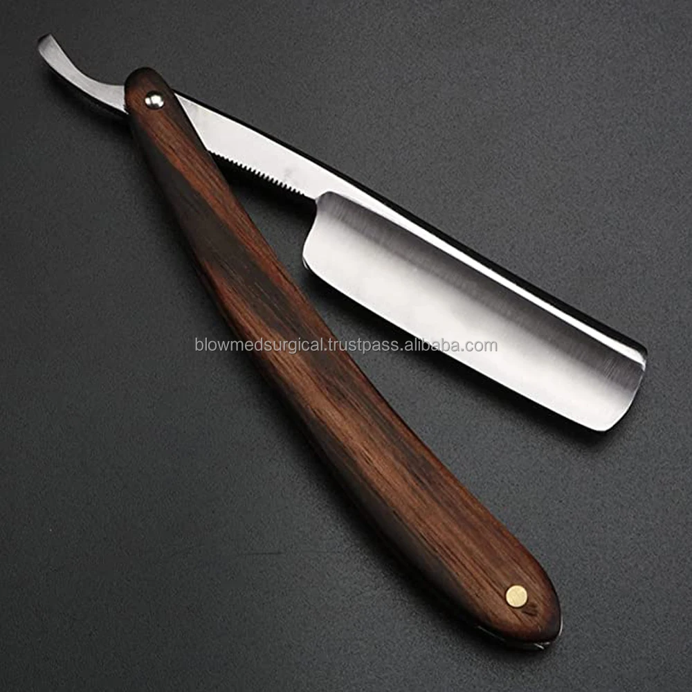 Top Quality Wooden Handle Straight Edge Razor For Men Stainless Steel ...