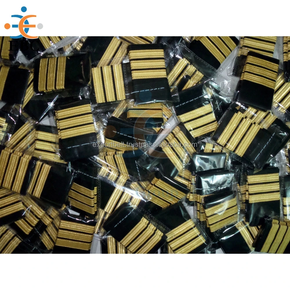 One Bar Epaulets Trainee Pilot 3/8 Wide Stripes Airways French Bullion ...