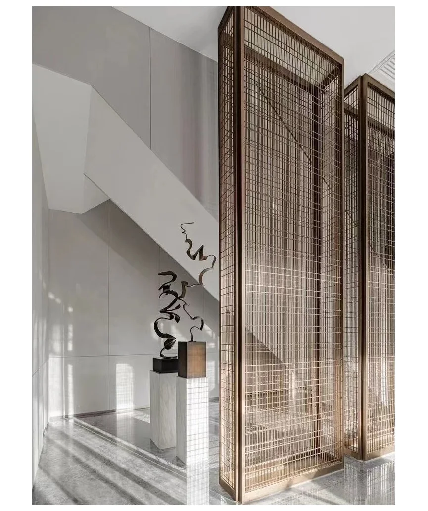 Golden Aluminum Room screens Cut Metal Screen Divider Room Metal Screen ...