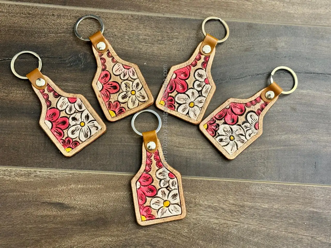 Hand Carved Tooled Leather Key Chains Cute Exotic Shape Leather Key ...