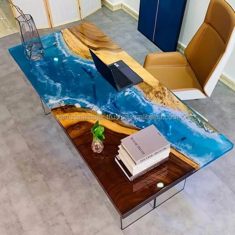 Acacia Wood Epoxy Resin Slab Table Top River Dining Table