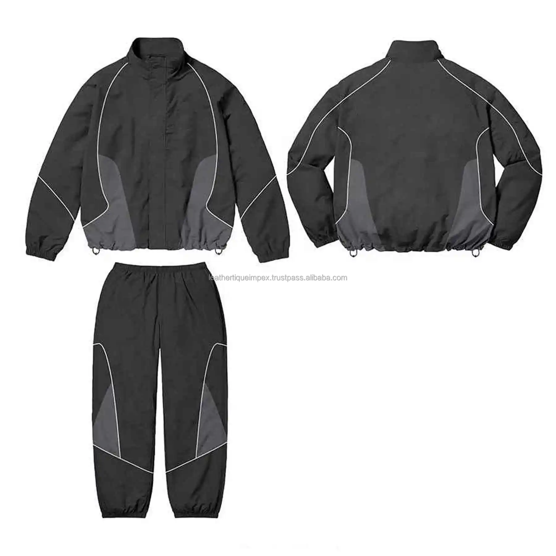 Windbreaker Stacked Pants and Sweat Shirts Nylon Tracksuit Men Zip up ...