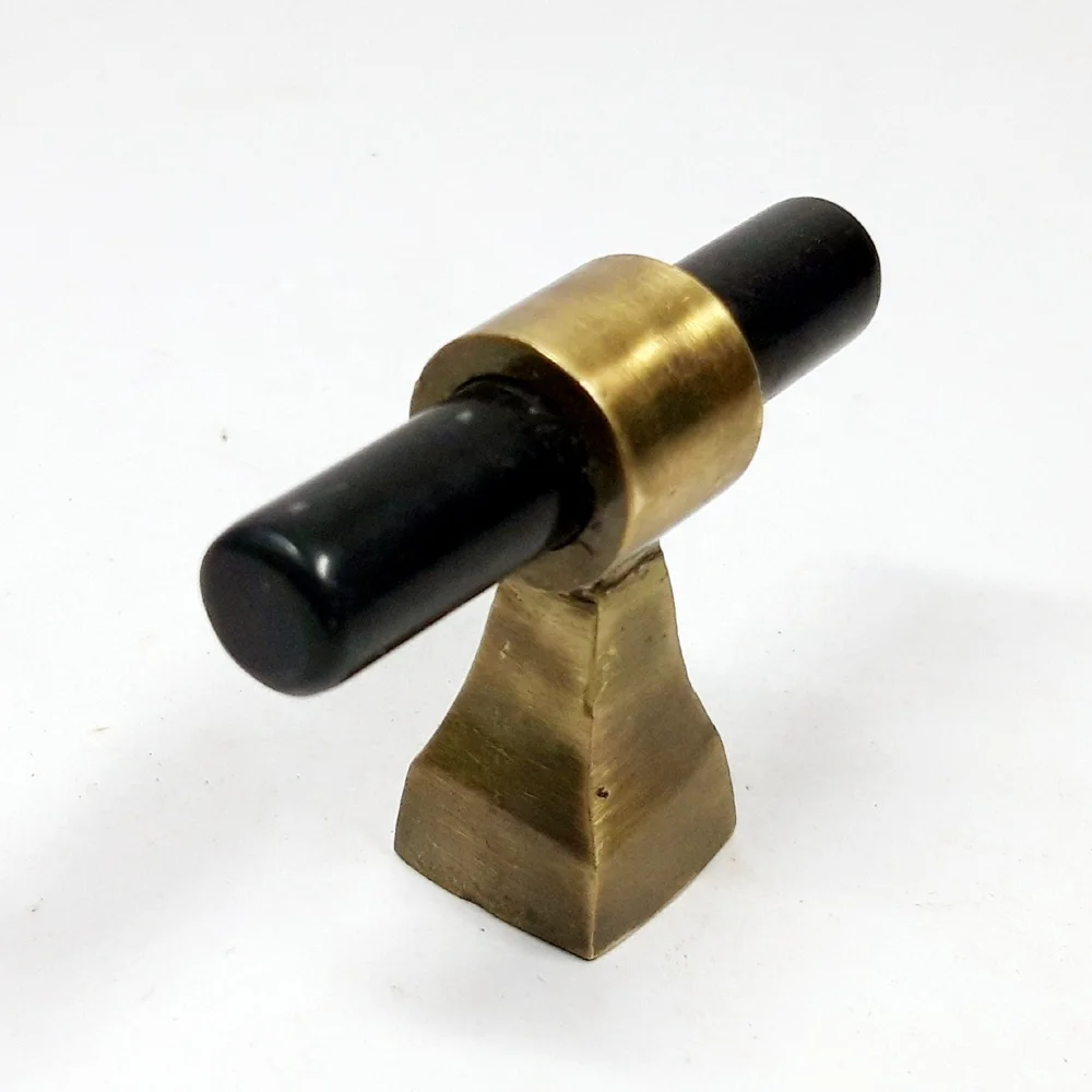 Black Real Natural Horn Round Drawer Knobs With Solid Brass Knuckle ...