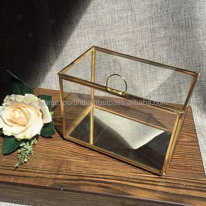 Elegant Ring Boxes - Handmade Clear Glass with Gold Plating