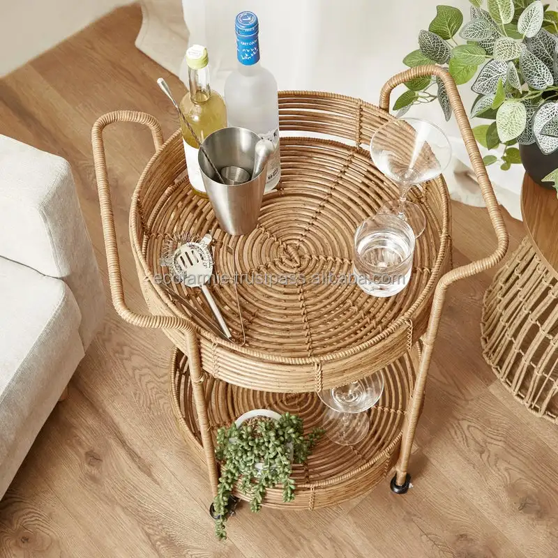Wholesale Rattan Bar Carts - Eco Friendly & Stylish Trolleys