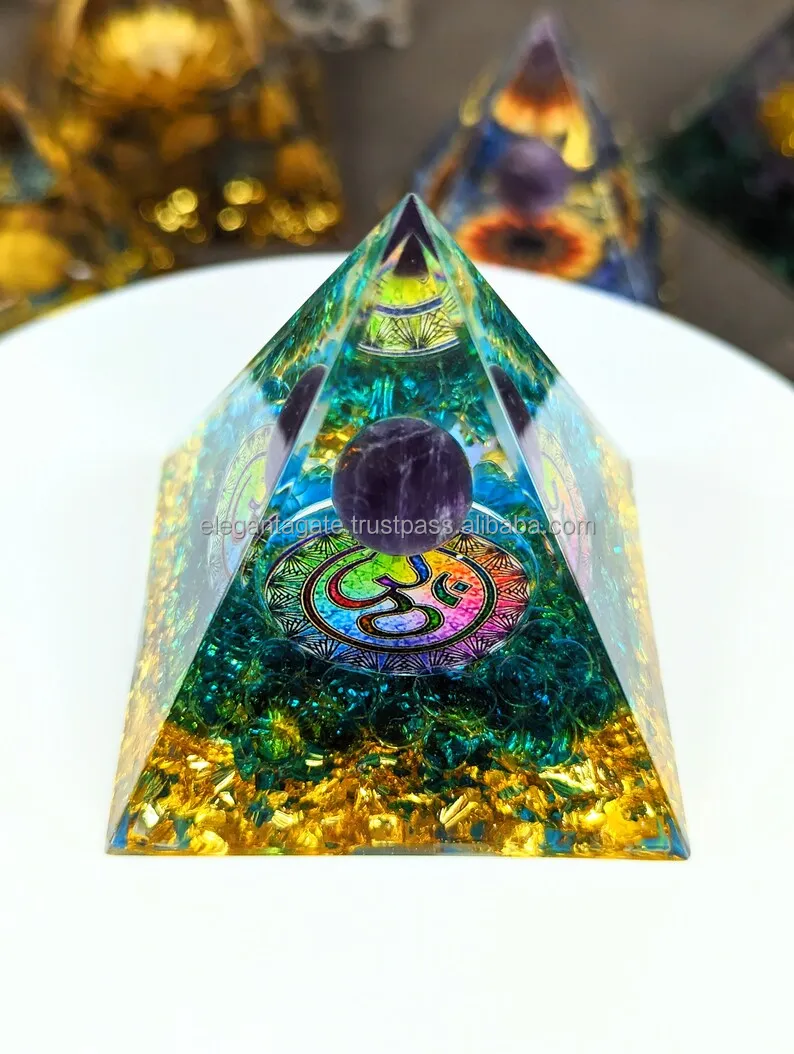 Orgonite Crystal Pyramid With Blue Quartzite Stone Natural Amethyst ...