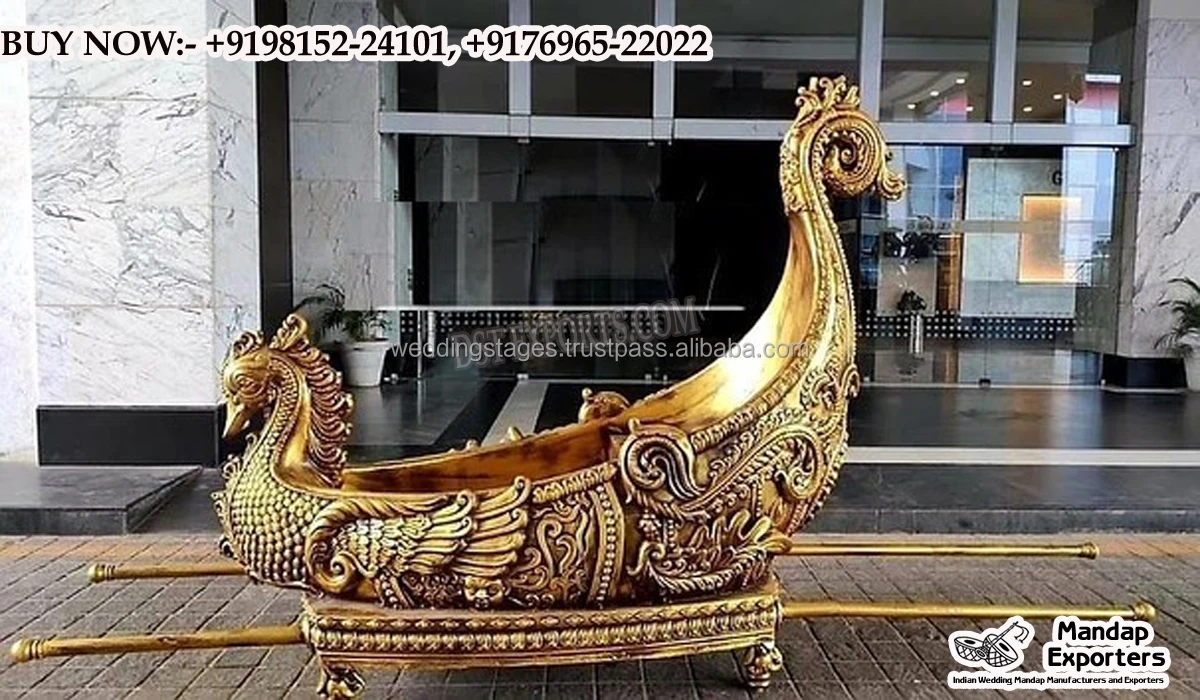 South Indian Wedding Style Wooden Palanquin - Peacock Palki