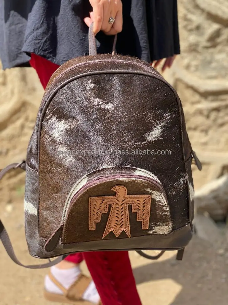 New Stylish Hot Fashion Hand Tooled Cowhide Fur Leather Backpack ...