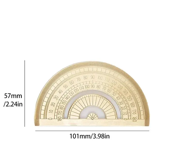 Brass Protractor Ruler Golden Retro Gauge Drawing Tool Creative ...