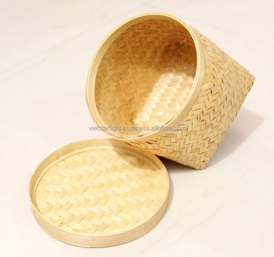 Bamboo Round Box with Lid - Perfect for Gift Storage