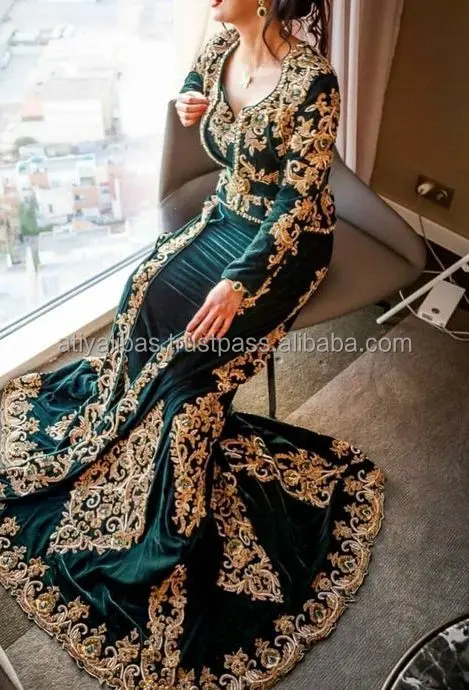 NEW STYLISH CAFTAN DRESS WITH COLORFUL EMBROIDERY of DABKA, CRYSTAL ...