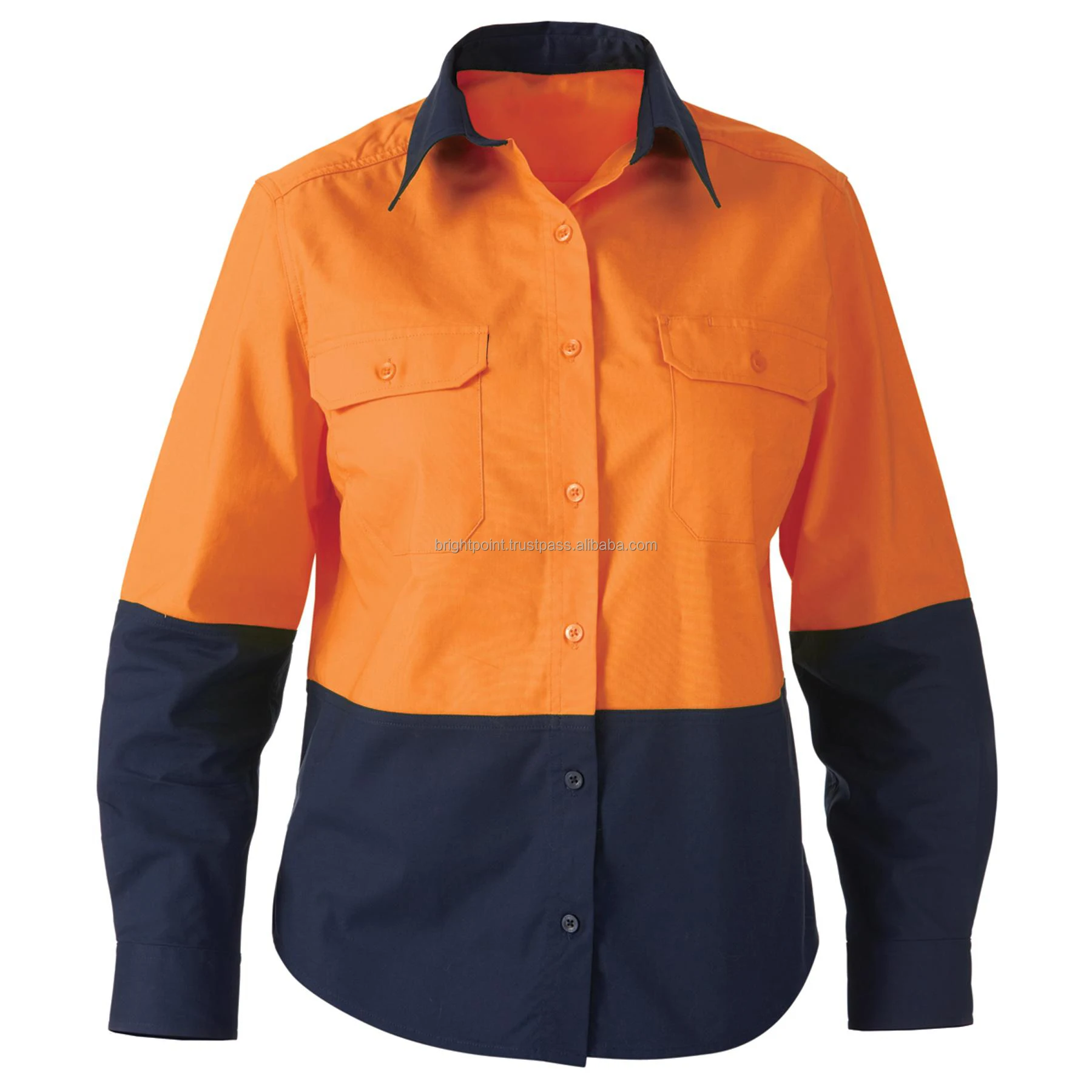 Women's Custom Full-Sleeve Industrial Workwear Breathable Cotton Twill ...