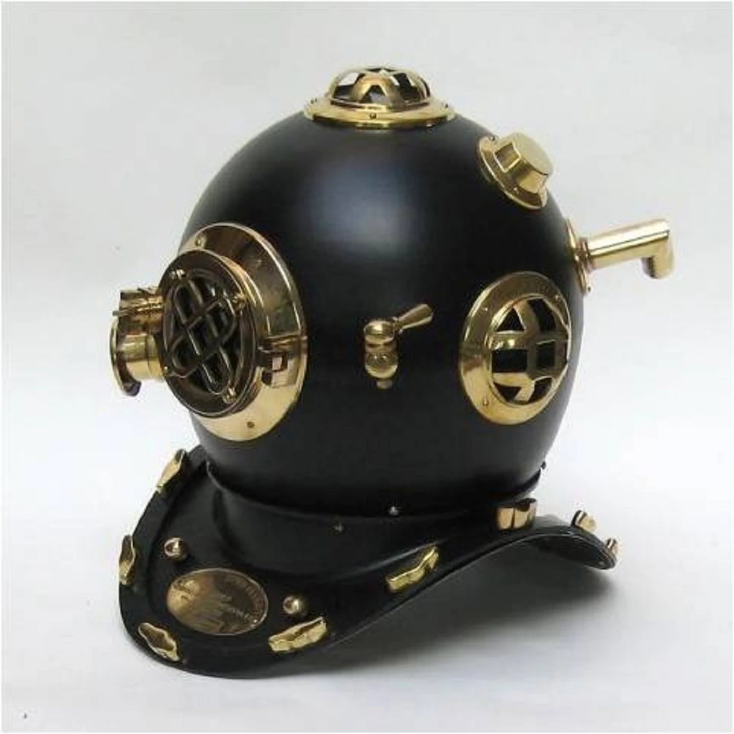 Decorative Solid Brass Diving Helmet Black Painted Black 17" Diving ...