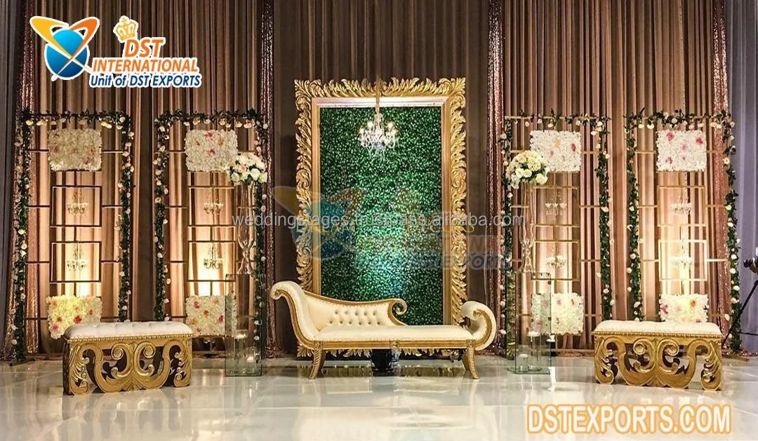 Candle Wall Backdrop Wedding - Modern Muslim Wedding Stage