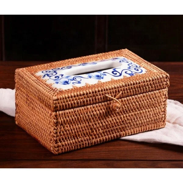 Wholesale Handmade Vietnamese Rattan Woven Tissue Box Household ...