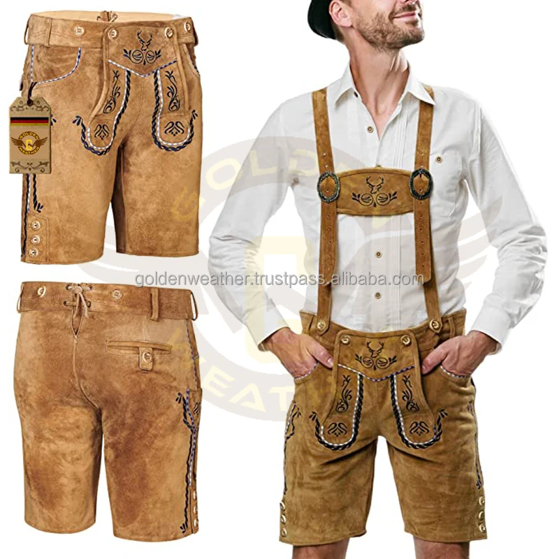Golden Manufacturer Lederhosen Men Bayern Munech Real Leather Bavarian