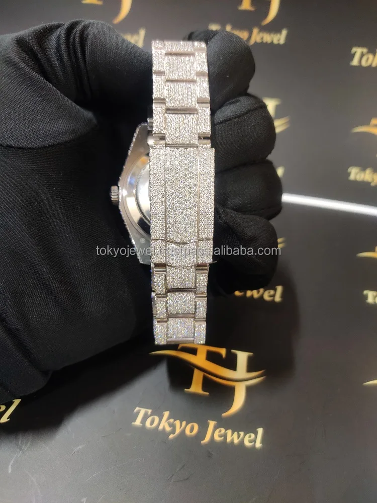 40mm New Brand Iced Out Watch Stainless Steel Sparkling Handmade ...