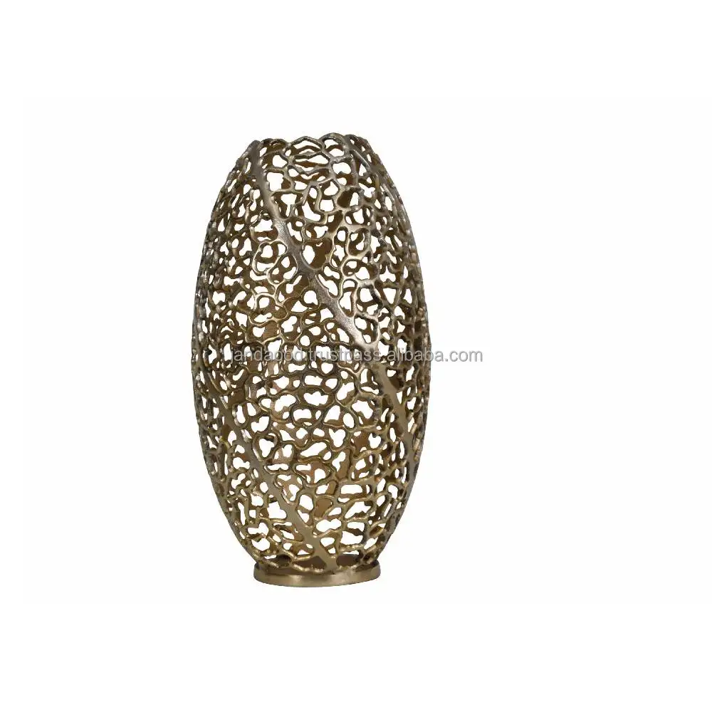 Modern Metal Tall Floor Vase In Gold Finish Metal Model Table Vase ...