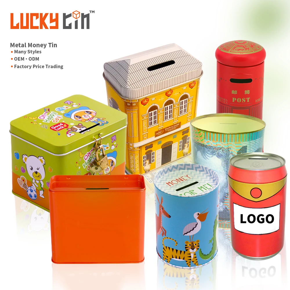 Wholesale Custom Child Tinplate Coin Storage Container Saving Tin Can ...