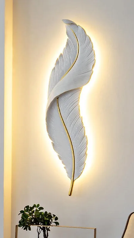 Modern Led Feather Wall Lamp Indoor Wall Sconces Light Fixture Living ...