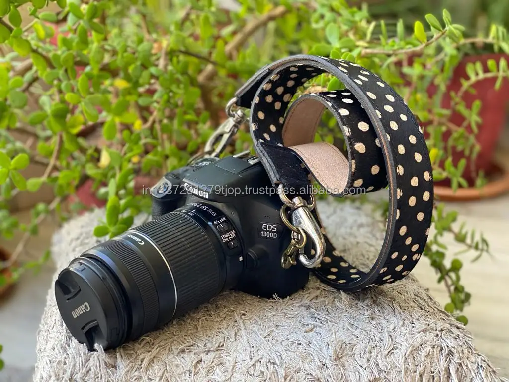 Hot Selling Camera Strap Neck Adjustable Vintage Black Dot Print Fur ...