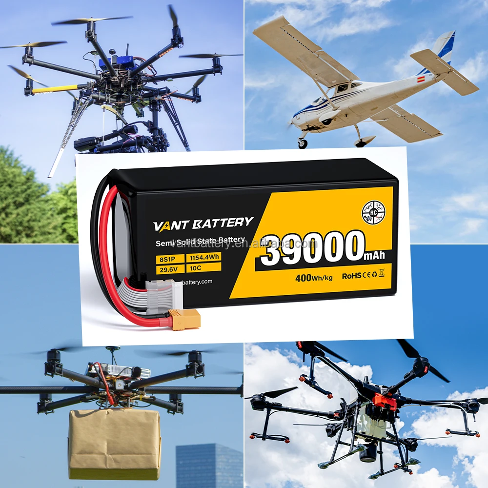 Long Cycle Life and Powerful Semi State Battery 400wh/kg VANT 8S 29.6V 39000mAh 10C XT90 Plug RC ...